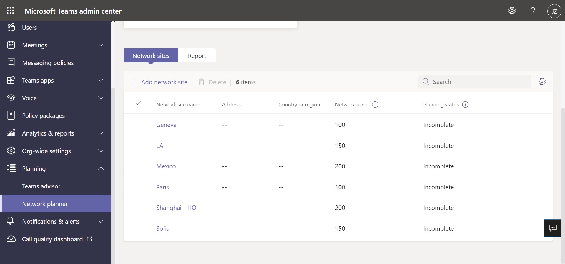 How to analyze network usage by using Network Planner for Teams ...
