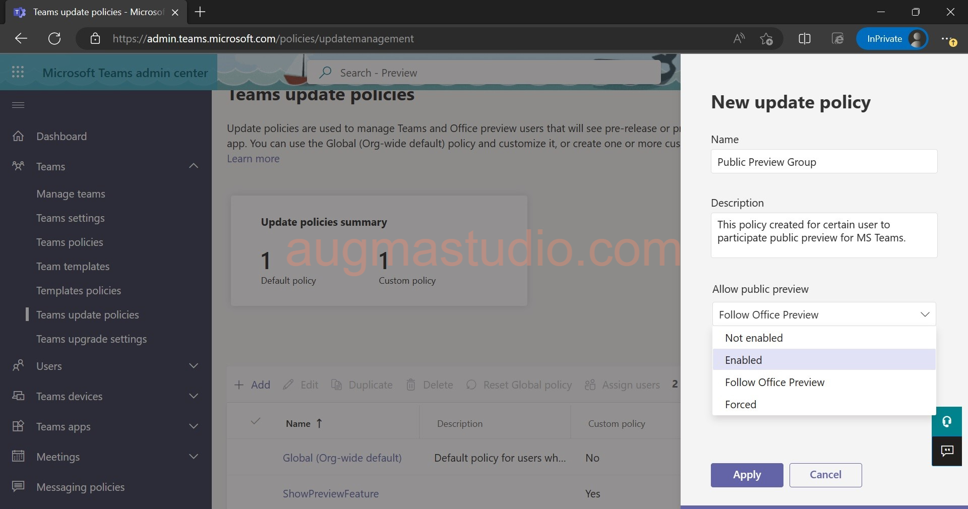 How to enable public preview in Microsoft Teams - AugmaStudio
