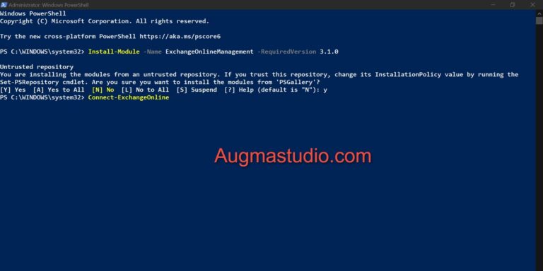 How to install Exchange Online PowerShell module - AugmaStudio