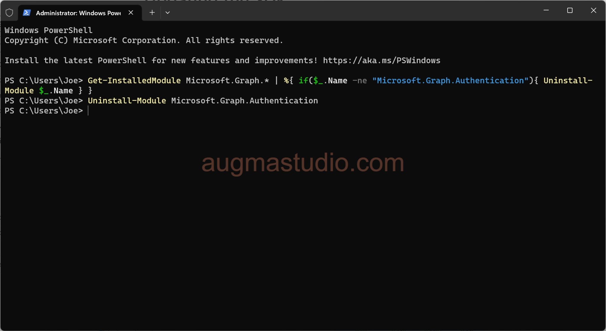 How to install Microsoft Graph PowerShell Module - AugmaStudio