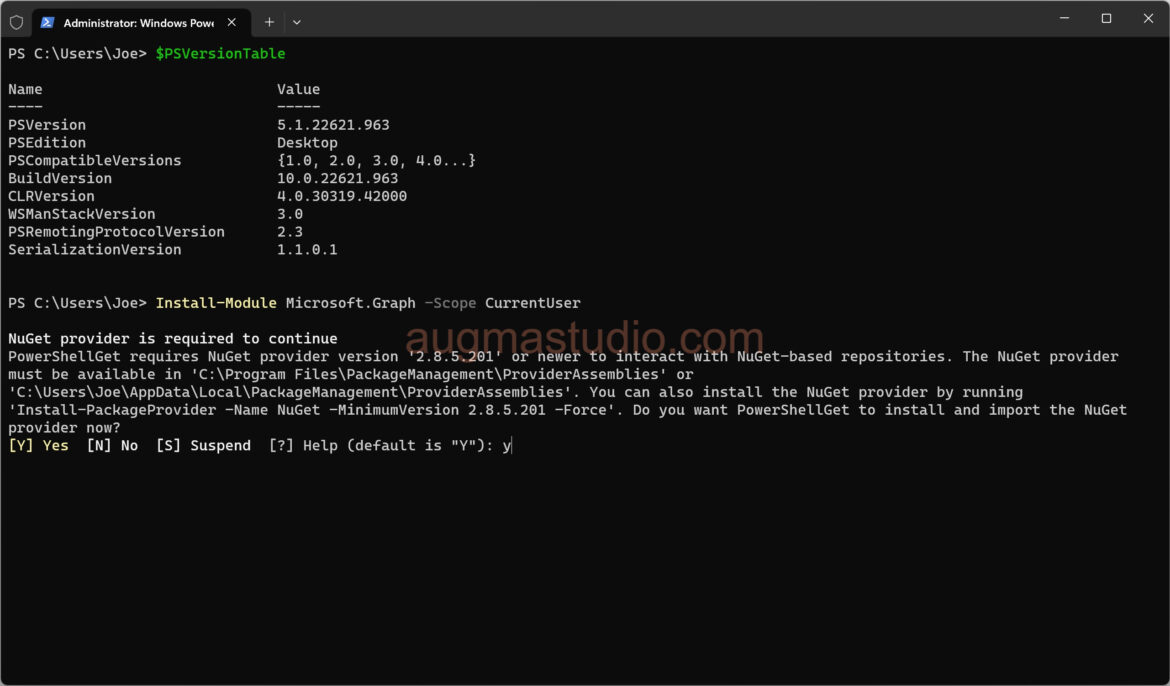 How to install Microsoft Graph PowerShell Module - AugmaStudio
