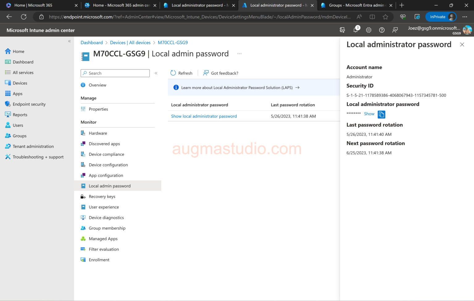 How to enable LAPS for Azure AD joined device - AugmaStudio