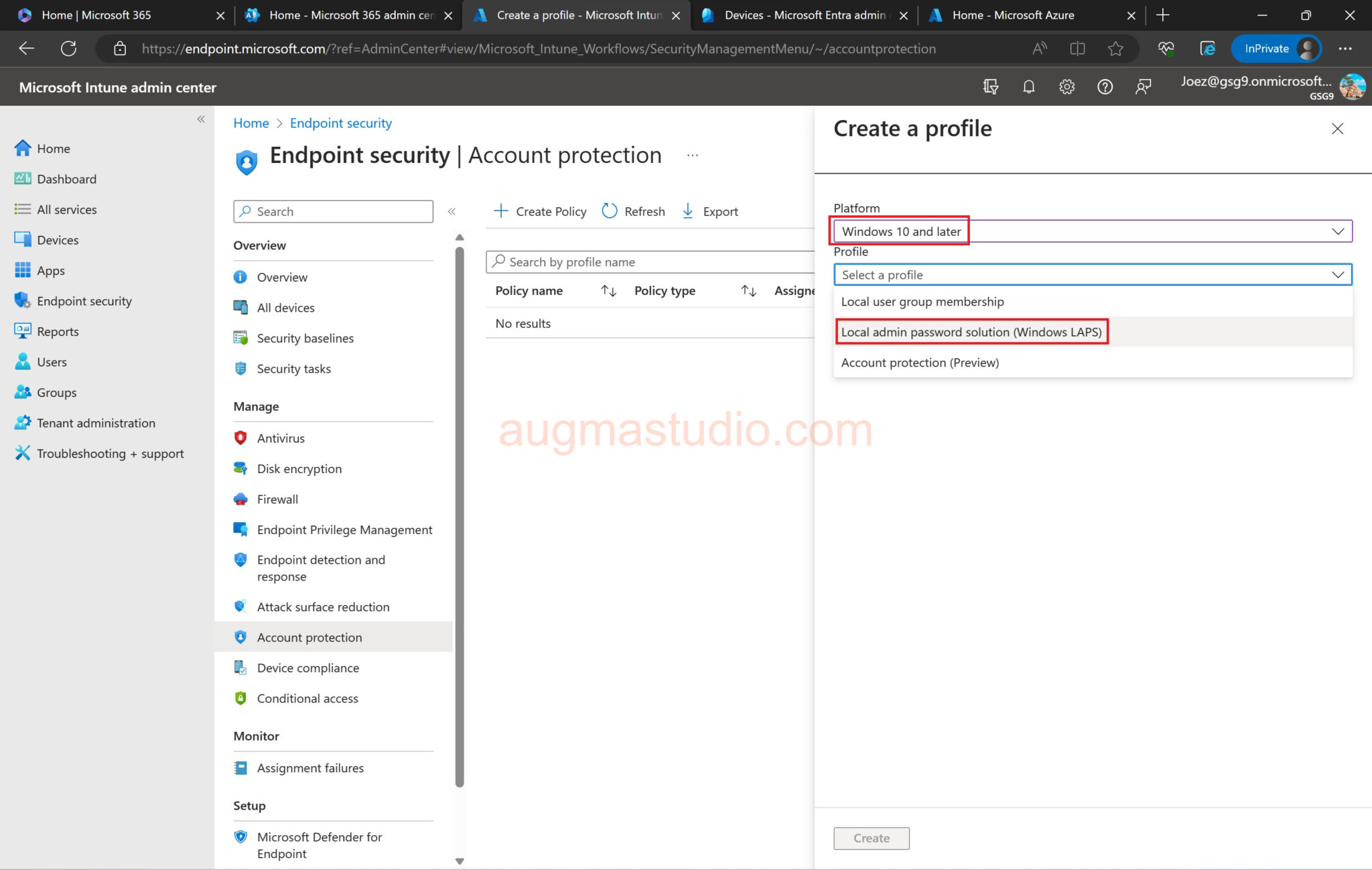 How to enable LAPS for Azure AD joined device - AugmaStudio