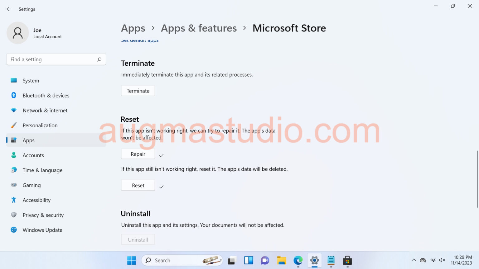 Fix Microsoft Store Something bad happened error - AugmaStudio