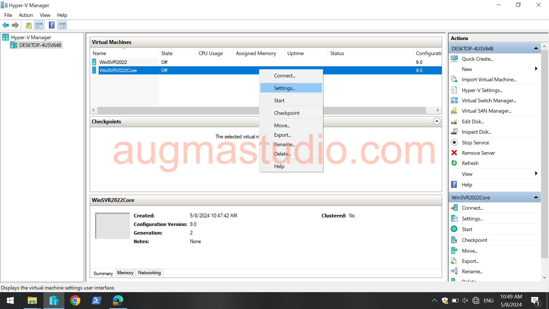 How to install Windows Server 2022 Core - AugmaStudio
