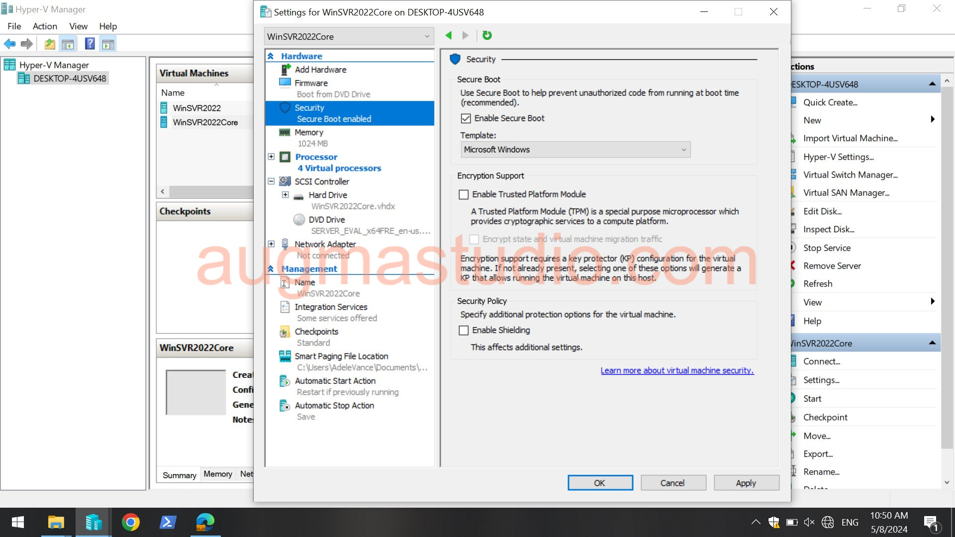 How to install Windows Server 2022 Core - AugmaStudio
