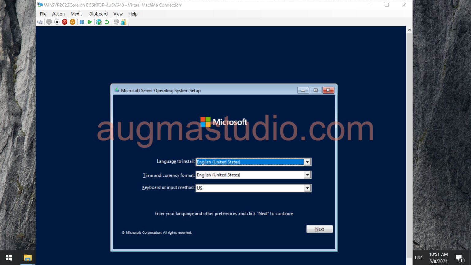 How to install Windows Server 2022 Core - AugmaStudio