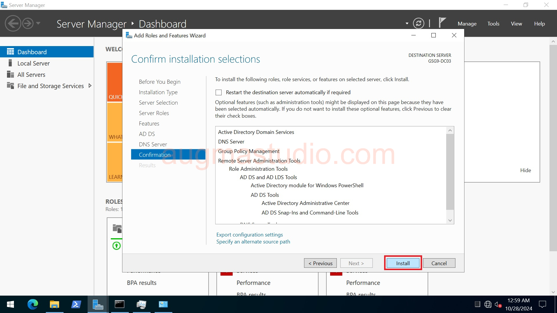 How to deploy AD DS on Windows Server 2022 - AugmaStudio