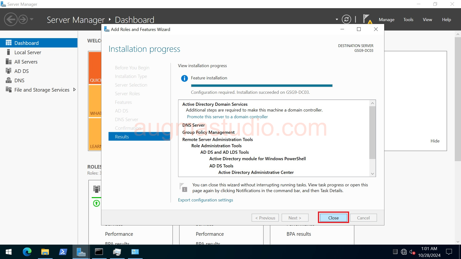 How to deploy AD DS on Windows Server 2022 - AugmaStudio