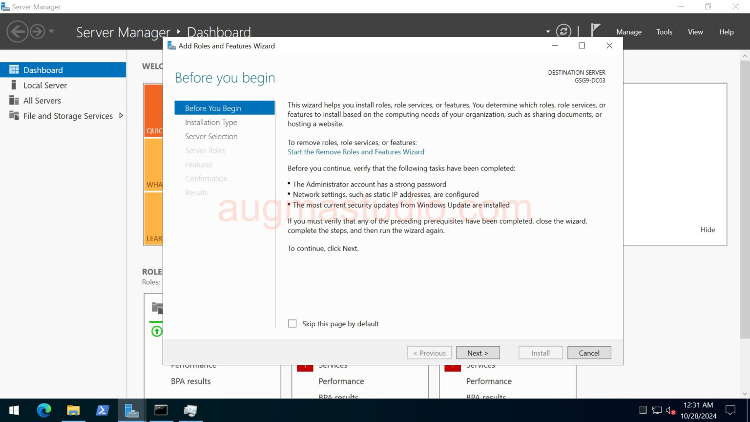 How to deploy AD DS on Windows Server 2022 - AugmaStudio