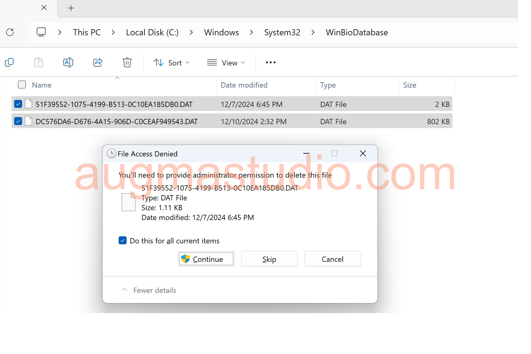 Solution for Windows Hello Facial recognition unable to add - AugmaStudio