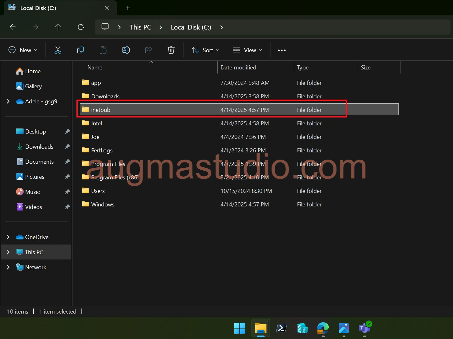 Do not delete the inetpub folder on Windows 11 - AugmaStudio